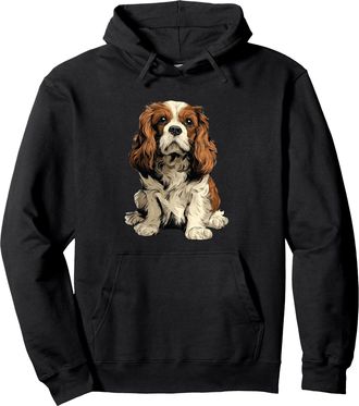 Whyitsme Design Rote und wei&szlig;e Cavalier-Abbildung eines King Charles Spaniel-Hundes Pullover Hoodie