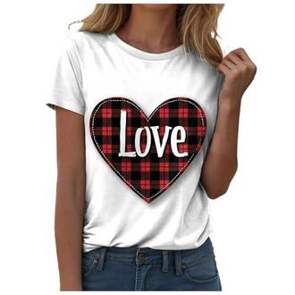 Generic T-shirt graphique &agrave; manches courtes et col rond pour femme 2026 (2), rose, 3XL