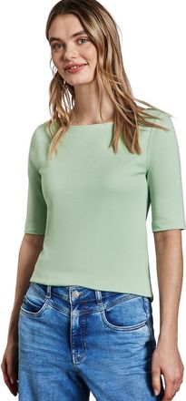 Street One Damen A322576 T-Shirt in Unifarbe, Milky Green, 44