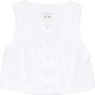 Poss&eacute; Rio Top mit Kn&ouml;pfen - Wei&szlig;