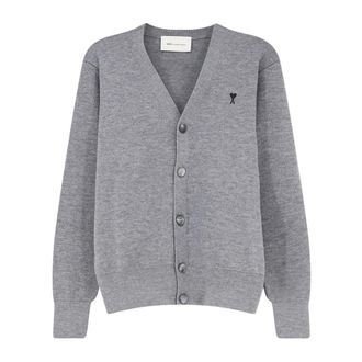 Ami Quota V-Neck Cardigan - - Knitwear - Herren - Grau - XL