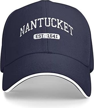 Generic Casquette Trucker Nantucket, Massachusetts, &Eacute;tabli en 1641, Bleu Marine Casual Pare-Soleil Casquette Respirante Anti-Soleil Cap pour Cyclisme P&ecirc;che So