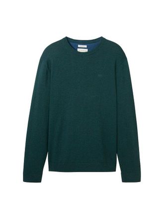 Tom Tailor Strickpullover basic crewneck knit dark tree green melange