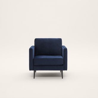 Madura Fauteuil CESARE velours bleu nuit - BLEU
