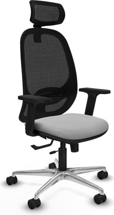 Piqueras y Crespo Stuhl mit Lendenwirbelst&uuml;tze mit 2D-Armlehnen und Kopfteil, h&ouml;henverstellbar und neigbar, ausgestattet mit Syncro/Traslack und Schneideschaum, Schwarz