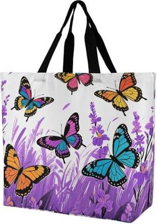 Generic Papillons Color&eacute;s Sac Fourre-Tout R&eacute;utilisable Sacs Grand Sac A Main Femmes Pour Shopping Plage Voyage
