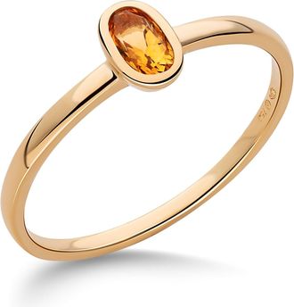 Orphelia Damen-Stapelring 18_k_(750) Gelbgold mit Oval Citrin - Ringgröße 52 RD-3926/CIT/52