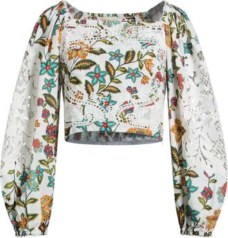 Farm Rio BOTANICALS OFF-WHITE LACE BLOUSE