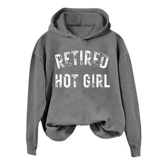 Generic 2026 Printemps Femme Hiver Retraite Hot Girl T-shirt L&eacute;ger Pull Top Halloween Imprim&eacute; Sweat &agrave; Capuche, gris, XXL