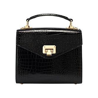 Victoria Hyde London Sac &agrave; main vintage en cuir avec bandouli&egrave;re petit sac carr&eacute; (Noir)