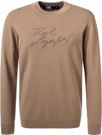 Karl Lagerfeld Herren Pullover beige Baumwolle Logo und Motiv