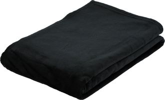 Gözze Wohn- und Kuscheldecke, Memphis, Hohes Stoffgewicht 300 g/m², 220 x 240 cm - Schwarz