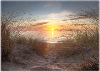 Wallario Rutschfester, Teppich mit Motiv - Fußmatte Sonnenuntergang am Strand, Größe 50 x 70 cm - flachgewebt