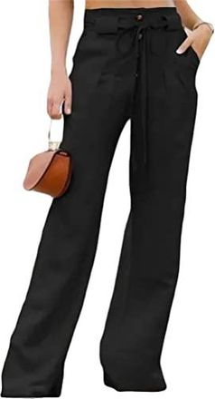 Onsoyours Femme Tailleurs-Pantalons Fluide Pantalon Taille Haute avec Ceinture Jambe Large Palazzo Pantalons Grande Taille Casual V&ecirc;tement au Traivail D&eacute;contrac