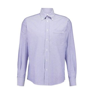Valentino Garavani Homme, Chemises, Violet, Taille: 2XL Chemise en Coton Bleu avec Broderie VLogo