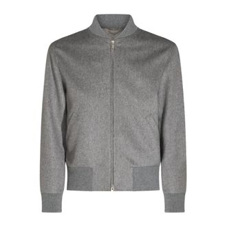 Lardini Homme, Vestes, Gris, Taille: XL Bomber en laine &agrave; bords c&ocirc;tel&eacute;s