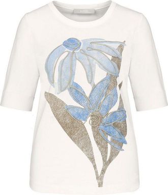 bianca Print-Shirt DINIA mit farbigem Frontmotiv und Kordelapplikation