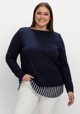 Sheego T-Shirt 2-in-1-Shirt Langarm mit Ansatz aus Blusenstoff