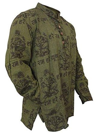 Shopoholic Fashion Hommes L&eacute;ger Festif Hippie Chemise - Vert, 4XL
