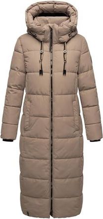 Marikoo Nadeshikoo Manteau dhiver chaud matelass&eacute; pour femme avec capuche amovible XVI XS-5XL, Taupe/gris, 3XL