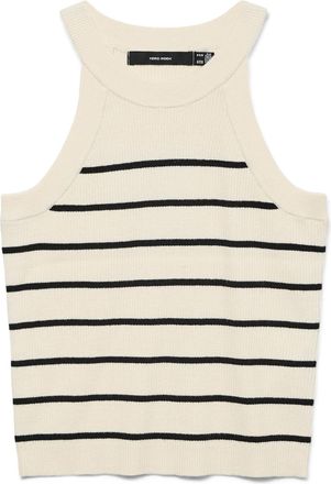 Vero Moda Damen Vmsaba Rib Sl O-Neck Top Ga Noos, Birch, M