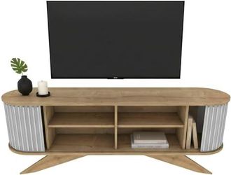Dmora TV-Schrank Aludra 180x43x60 cm Braun 2 B&ouml;den 6 F&auml;cher