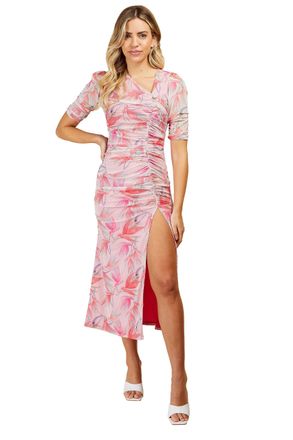Little Mistress Damen Floral Asym Midi Cocktailkleid, Multi, 42