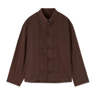 Oltre Unstrukturierte Jacke mit Fr&ouml;schen - - Jackets - Damen - Braun - L