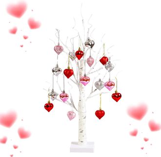 Generico mit Lichtern | Romantische Dekoration mit Licht und Timer | 24 beleuchtete B&auml;ume mit LED-Lampen und 18 Herzen, f&uuml;r Zuhause, Tisch, Hochzeit, St