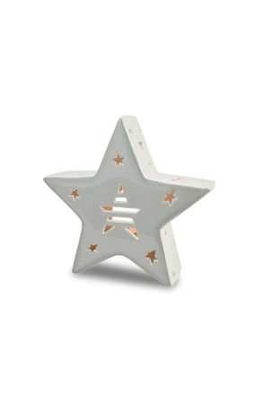 Riffelmacher & Weinberger Riffelmacher Deko-Stern Teelichthalter - Weiß, Dolomit, 16 cm - Weihnachtsdeko Sternform - Kerzenhalter für Tisch & Fensterbank - 73566