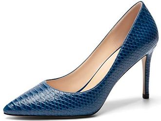 elashe Escarpins Femme Bout Pointu Talon Aiguille, 8 cm Slip on Vernis Pumps, Classiques Soirée Bureau Talon Haut MarineEU43