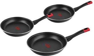 Magefesa Kilauea 1114953 3-teiliges Pfannen-Set 20/24/26 cm mit verstärkter zweilagiger Antihaftbeschichtung mit Temperaturanzeige Itemp, 3 Stück