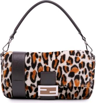 Fendi Hobo Bags - Leopard Print Calf Hair Baguette Satchel - Gr. unisize - in Braun - für Damen