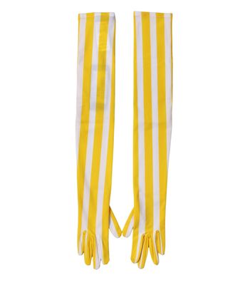 Dolce & Gabbana Yellow White Stripes Nylon Elbow Length Women Gloves Elastane