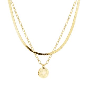 Liebeskind BERLIN Halsketten-Set - Zwei elegante Halsketten aus poliertem Edelstahl - IP Gold - Schlangenkette verstellbar bis 45 cm - wasserfest & hautfreundlic