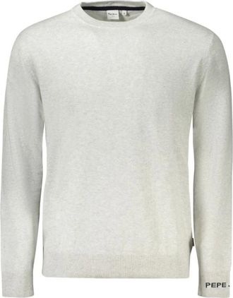 Pepe Jeans London Homme, Pulls, Blanc, Taille: 2XL Pull en Coton Gris avec Broderie