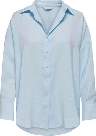 Only Damen Onlzazima L/S Loose Shirt WVN Oversize-Hemd Mit Knopfverschluss Und Längerem Rückenausschnitt, Chambray Blue, Small