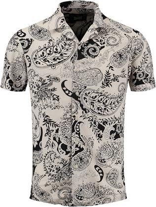 Key Largo KEYLARGO Klpark 1/2 Patterned Chemise, Noir (1100), L Hommes