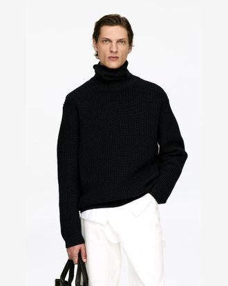 Arket Schwerer Rollkragenpullover Aus Wolle -Blau