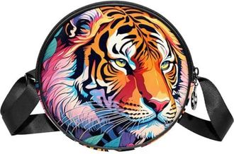 Generic Petit sac &agrave; bandouli&egrave;re circulaire pour femme, petit sac &agrave; bandouli&egrave;re avec fermeture &eacute;clair, bretelles r&eacute;glables, sac &agrave; main rond d&eacute;contract&eacute; pour fe