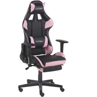 Beliani Beliani - Bürostuhl Schwarz/Rosa Kunstleder höhenverstellbar Gaming Stuhl drehbar mit Fußstützen Modernes innovatives Design