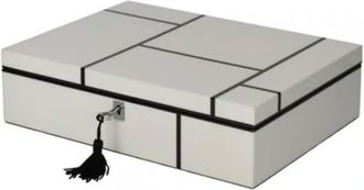 Gift Company Tang, Schmuckbox mit Streifen, M, flach, wei&szlig;/schwarz