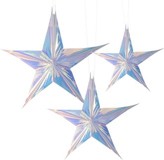BESPORTBLE Schillernde Stern-H&auml;ngedekorationen - Weihnachts-Deckendekoration - 3 St&uuml;ck Foliensterne f&uuml;r Geburtstag, Hochzeit, Party, 30,5 cm, 40,6 cm, 61 cm