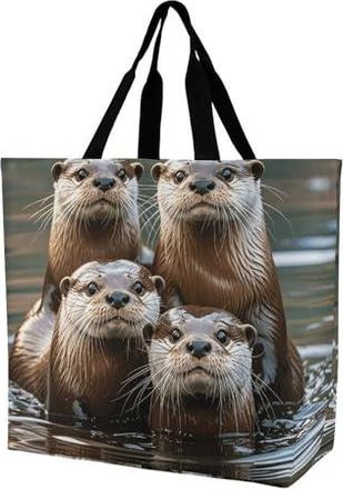 Generic Trois Loutres Brunes Sac Fourre-Tout L&eacute;ger Tote Bag D&eacute;contract&eacute; Sac A Main Femmes Pour Shopping Plage Travail