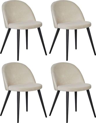 Venture Design Venture Home - Chaise en velours avec pieds en acier Velvet Lot de 4