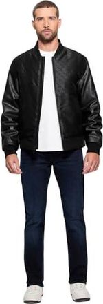 Guess Mens Quattro G Varsity Bomber Jacket, Jet Black