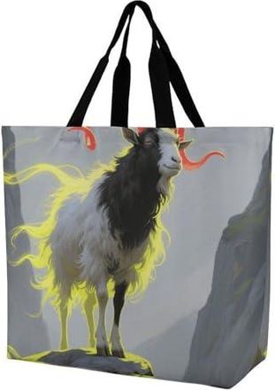 Generic Ch&egrave;vre Lumineuse Debout Sac A Main Femme D&eacute;contract&eacute; Sacs De Courses R&eacute;utilisable Sac Fourre-Tout Pour Voyage Universit&eacute; Plage