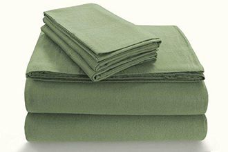 Tribeca Living FL170EDPCSTGR Soft 170-GSM Cotton Flannel Pillowcases, Standard, Green
