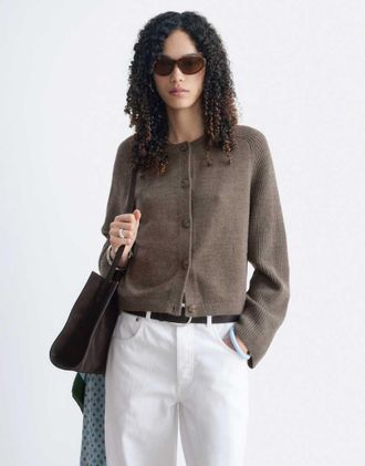 & Other Stories Strickjacke aus Baumwoll- und Wollmix in Beige-Neutral