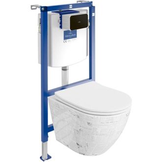 Domino Villeroy&boch wc Set mit Vorwandelement, Wand-WC und Sp&uuml;lknopf